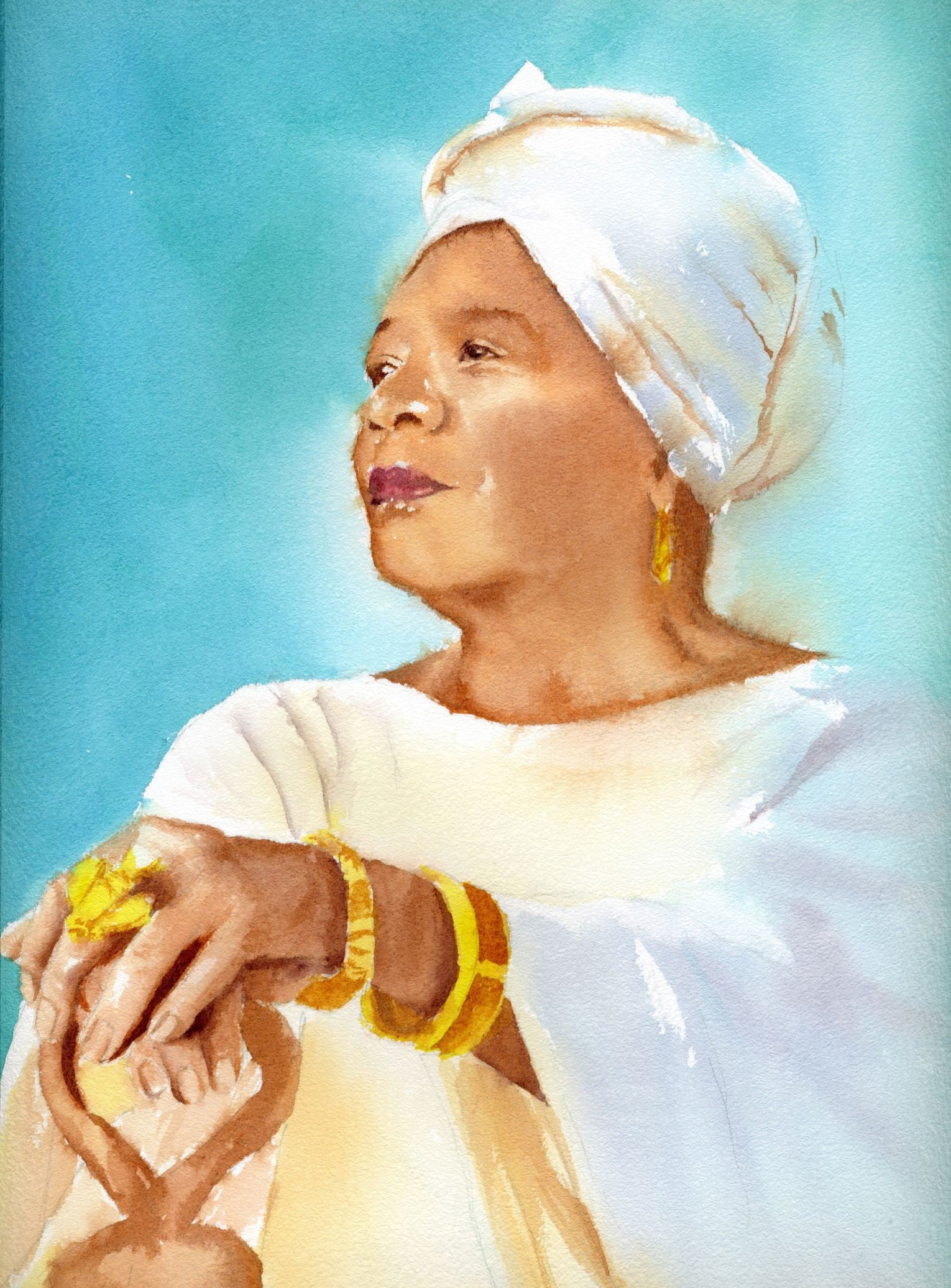 Maya Angelou Portrait Watercolor Painting on Paper Wall Art Home Decor ...