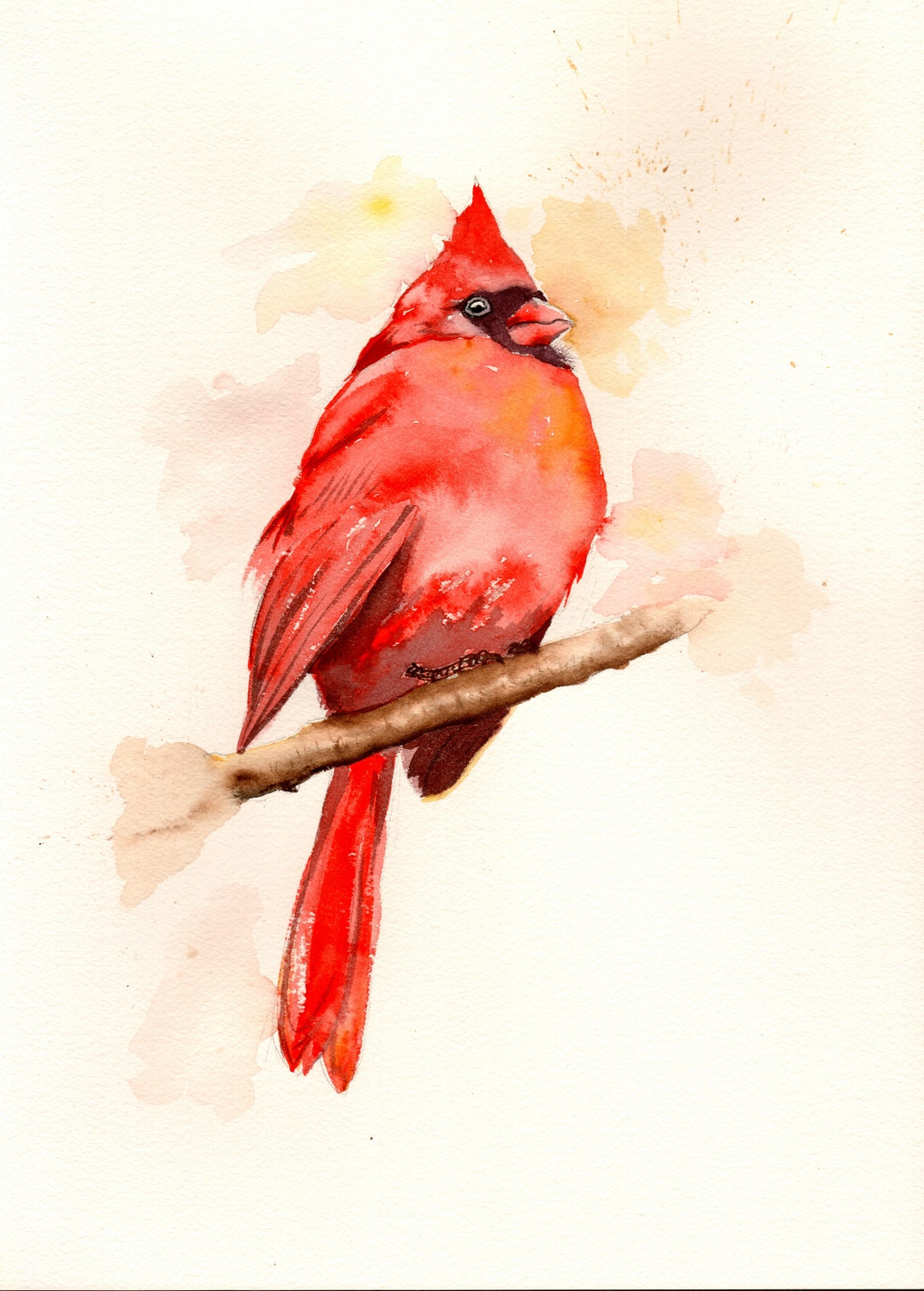 Red Cardinal Watercolor Painting on Paper Wall Art Home Decor Bird Art ...