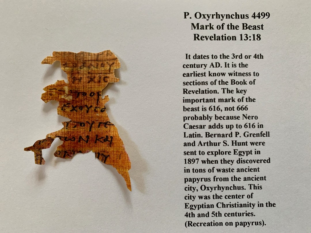 Papyrus Oxyrhynchus 4499: Mark of the Beast Recreation - Etsy