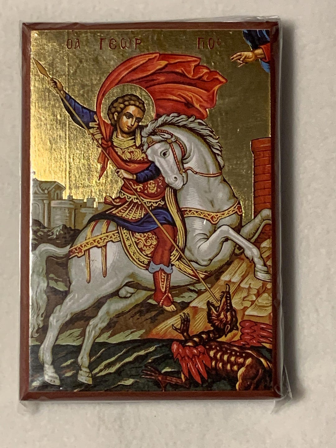 Greek Icon of Saint George Slaying the Dragon - Etsy