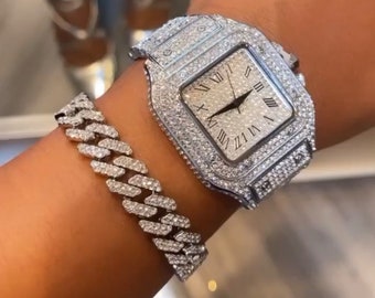 4 Piece SET, Hip Hop Iced Watch Set, Luxury Jewelry, Bling Watch Stack ...