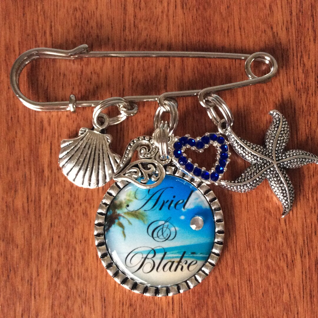 BEACH Themed Bridal Pin, Bridal Pin, Something Blue Pin, Bride Pin ...