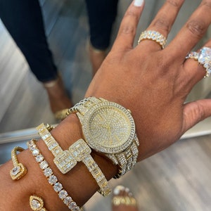 4 Piece SET, Hip Hop Iced Watch Set, Luxury Jewelry, Bling Watch Stack ...