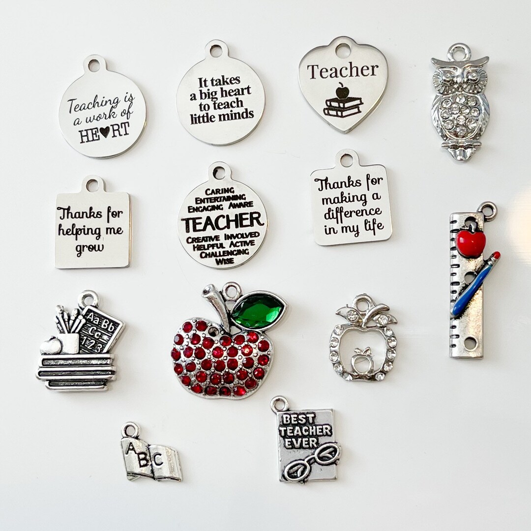 Add on Teacher Charms, Teacher Appreciation Week Charm, Apple Charm ...