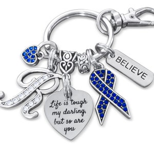 CANCER AWARENESS GIFT, Cancer Keychain, Awareness Ribbon Keychain ...