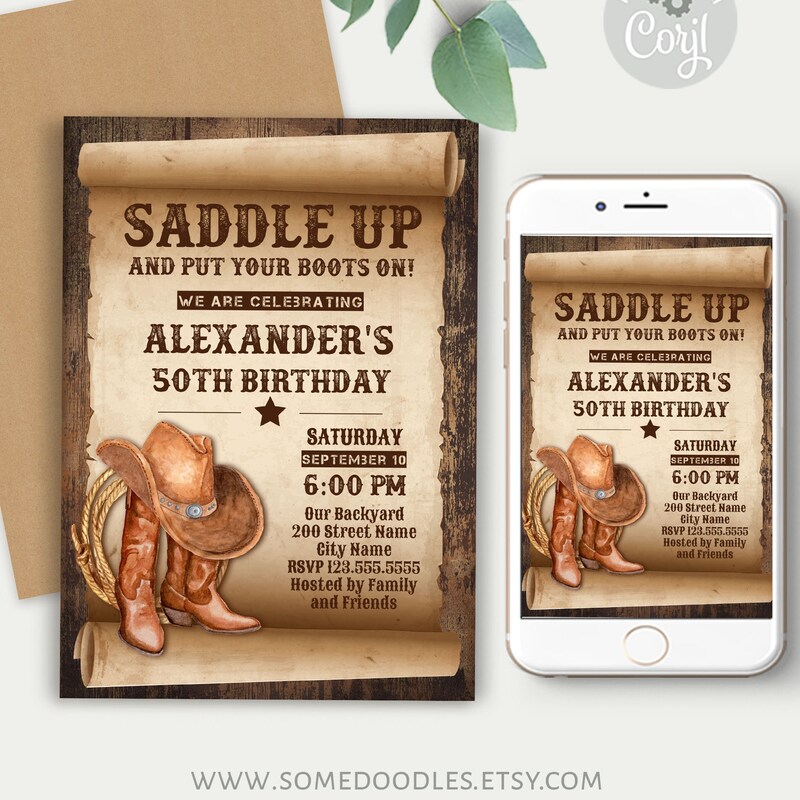Western Invitation - Etsy