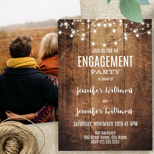 Rustic Engagement Party Invitation Printable Self-editable - Etsy