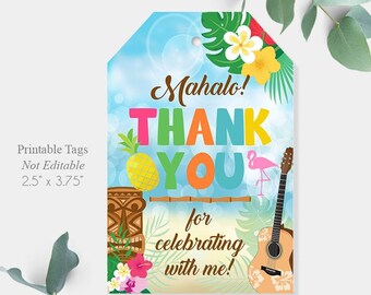 Editable Luau Favor and Gift Tags Instant Download | Etsy