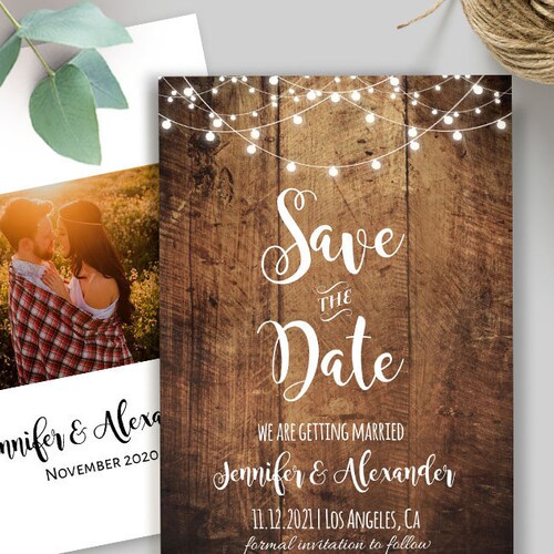 Rustic Save the Date Template Instant Download Wood String - Etsy