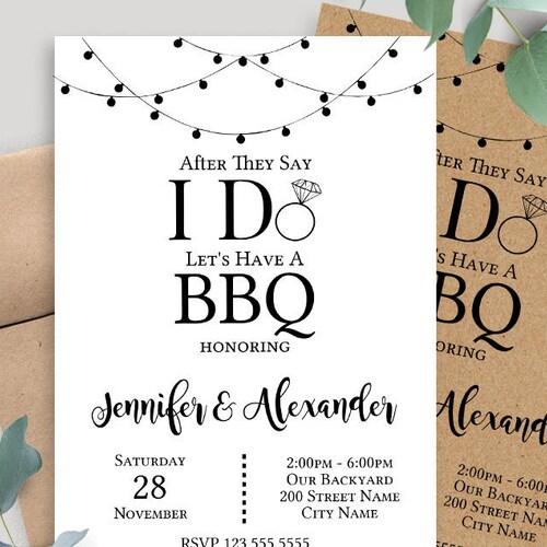 Bbq Invitation Printable Post Wedding Invite Editable | Etsy