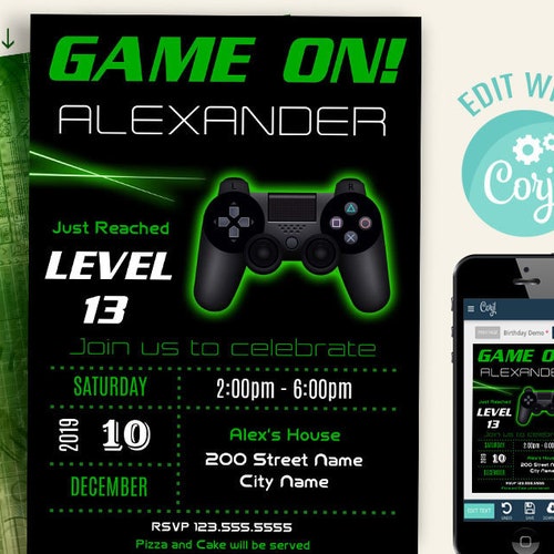 Game Invitation Video Game Birthday Party Editable Invite - Etsy