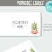 Editable Succulent Food Labels, Flat and Tents, Self-editable Template ...