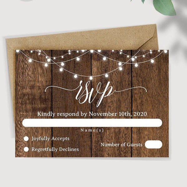 Rustic Rsvp Card - Etsy