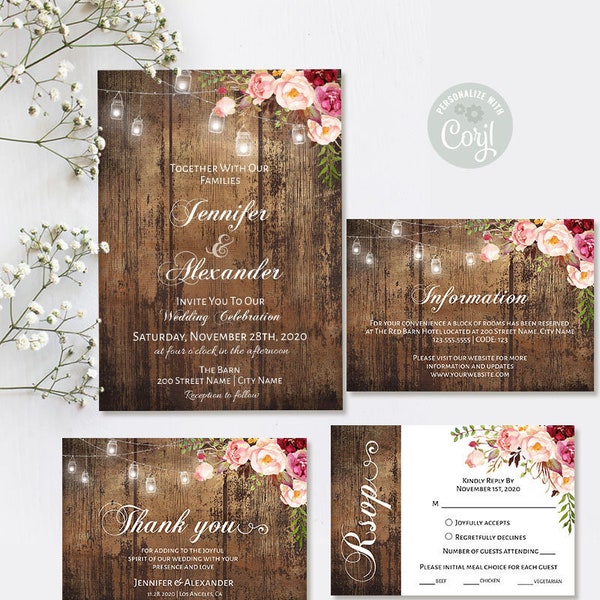 Rustic Wedding Invitations - Etsy UK