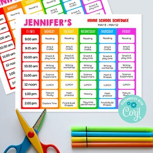 Editable Home School Schedule, Daily Activities to Do List, Printable ...