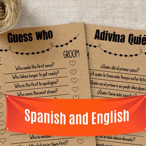 SPANISH Bridal Shower Games Guess Who Game in Spanish - Etsy