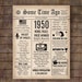 1950 Birthday Newspaper, Vintage Printable Sign, Not Editable, Instant ...