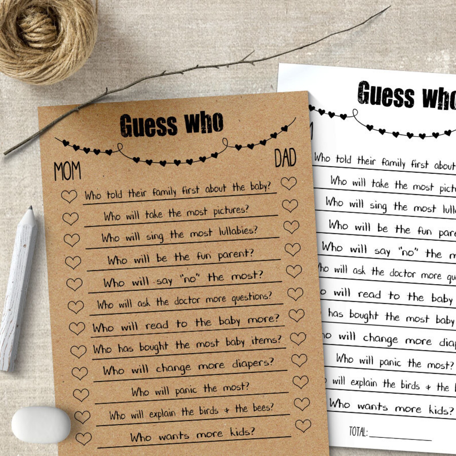 Baby Shower Games Printable Guess Who Game PDF G901 - Etsy