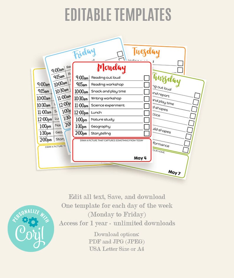 Home School Schedule Daily Activities to Do List Printable | Etsy
