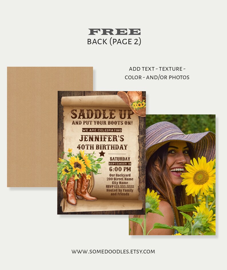 Country Western Invitation Rustic Wood and Sunflowers - Etsy