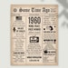 1960 Birthday Newspaper, Vintage Printable Sign, Not Editable, Instant ...