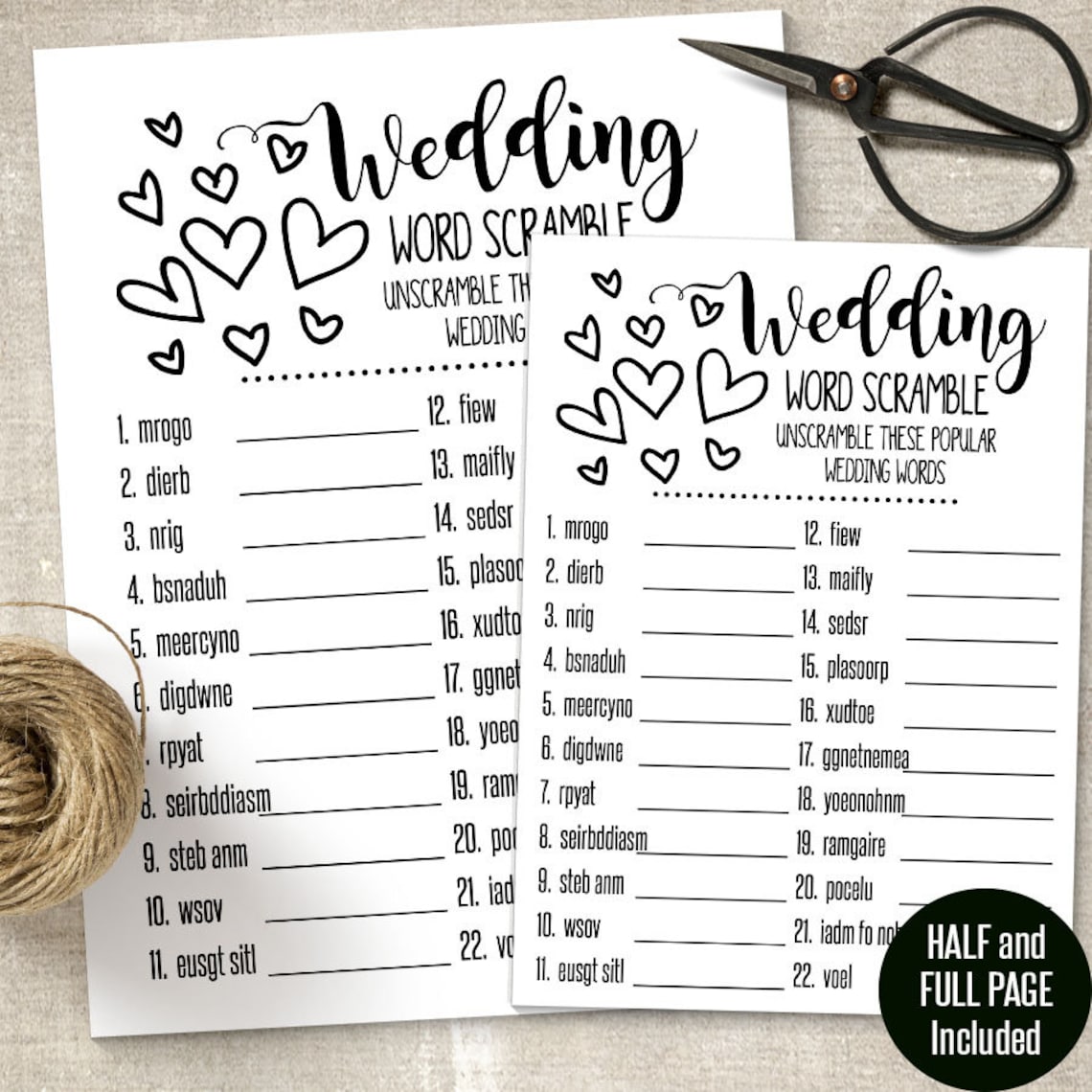 Wedding Word Scramble Bridal Shower Games Couples Printable - Etsy