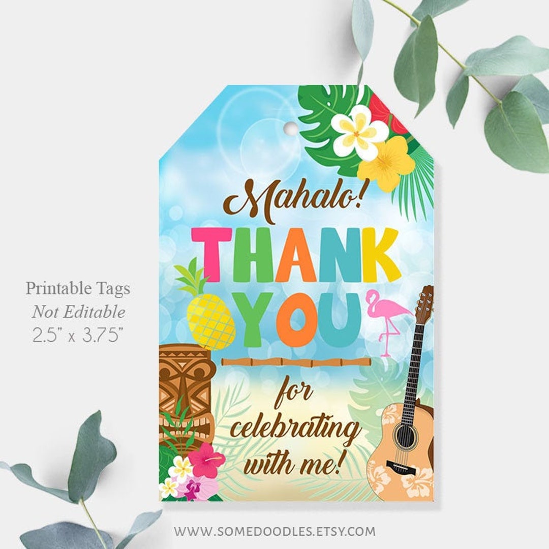 Luau Favor Tags, Printable Gift Tags, Instant Download, Not Editable ...