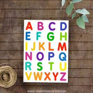 Printable Alphabet, Kids Room Wall Art, Nursery Prints, Digital Files ...