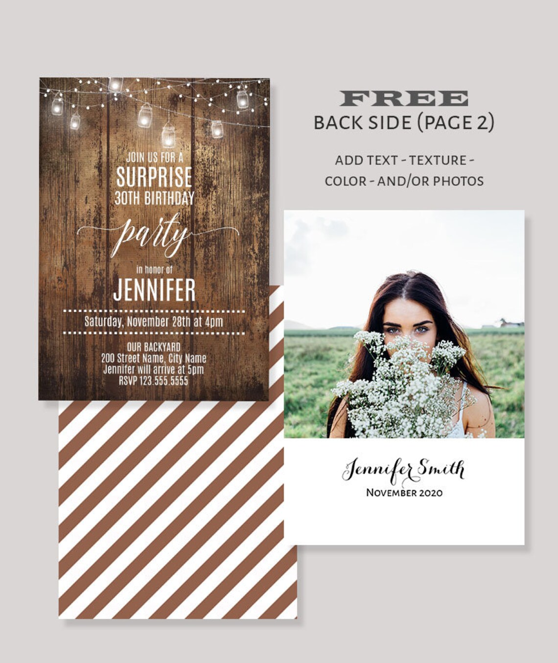 Birthday Party Invitation Printable Rustic Invite Instant | Etsy