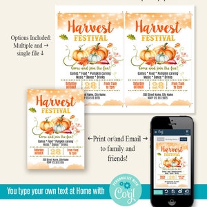 Harvest Festival Invitation, Self-editable Template, Instant Download ...