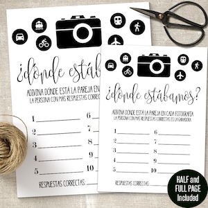 SPANISH Bridal Shower Game Where Were We in Spanish, Donde Estabamos ...