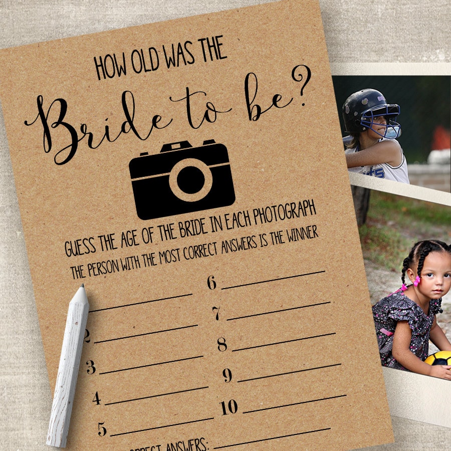 How Old Was the Bride to Be Bridal Shower Games Couples | Etsy