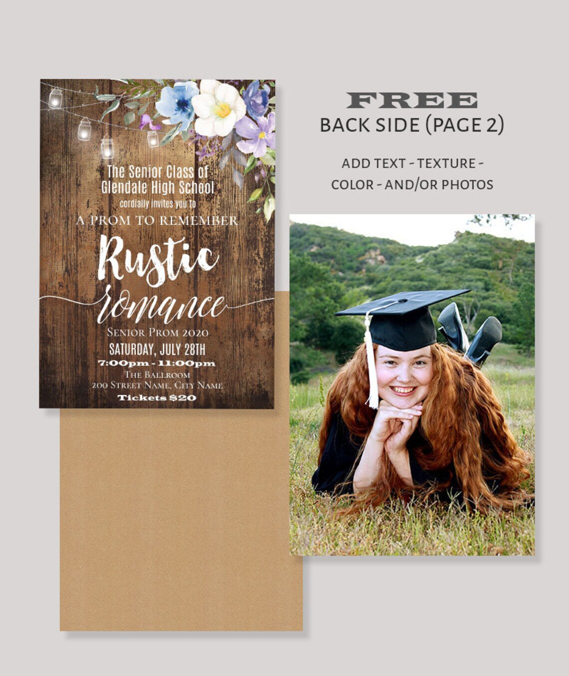 Rustic Prom Invitation Rustic Wood Mason Jar Lights and | Etsy