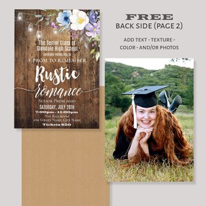 Rustic Prom Invitation, Rustic Wood, Mason Jar Lights, and Flowers ...