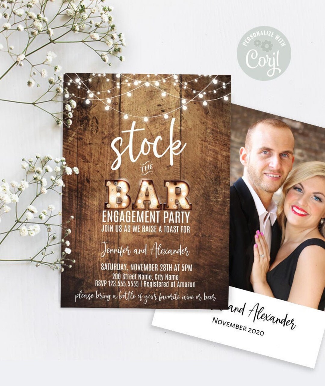 Stock the Bar Engagement Party Invitation, Printable Self-editable ...