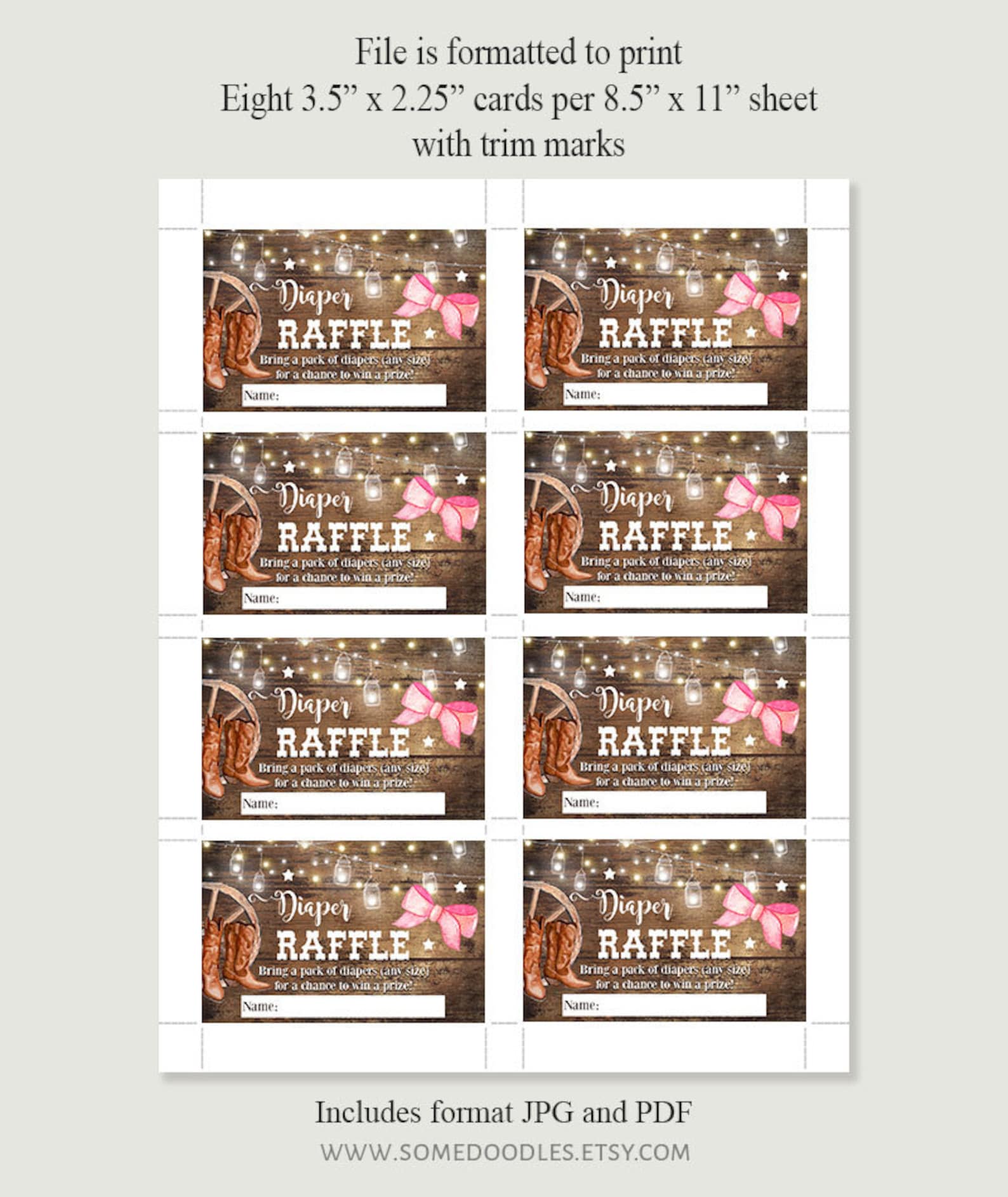 Diaper Raffle Tickets and Sign Printable Files Instant - Etsy