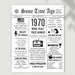 Birthday Newspaper, 1970 Birthday, Printable Sign, Not Editable ...