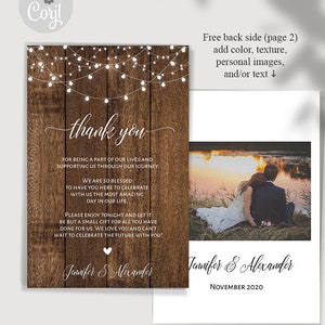 Rustic Thank You Card, Printable Letter, Editable Template, Edit With ...