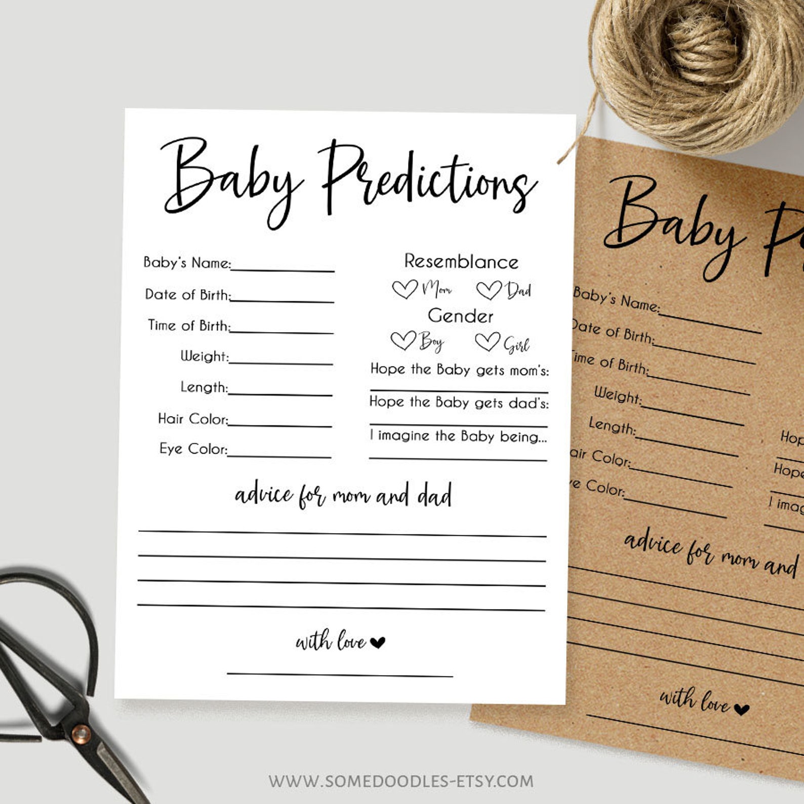 Baby Shower Games and Activities Printable Baby Predictions - Etsy