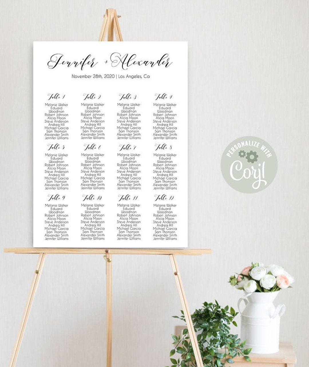 Seating Chart, Minimalist Simple and Elegant Wedding, Printable ...