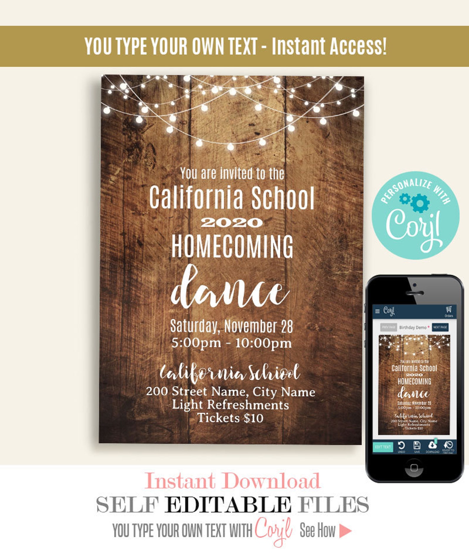 Homecoming Dance Invitation, Prom Dance Invite, Instant Download ...