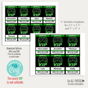 VIP Video Game Pass, Game on Birthday Party VIP Pass, Editable Template ...