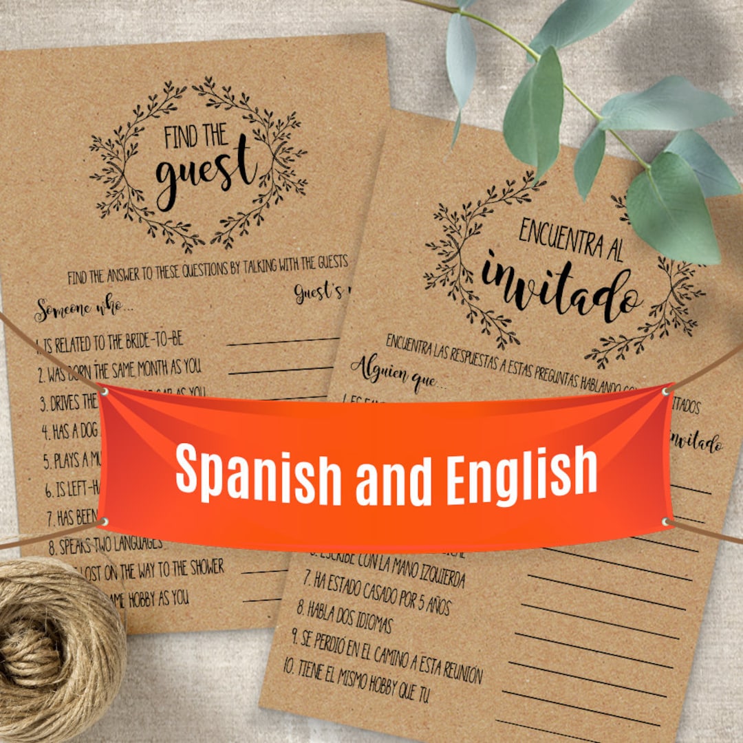 Spanish and English Wedding Games, Find the Guest Game, Bridal Shower ...