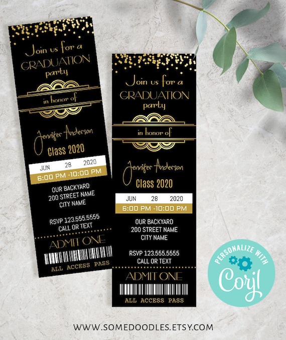 Graduation Ticket Invitation Self-editable Template Instant | Etsy