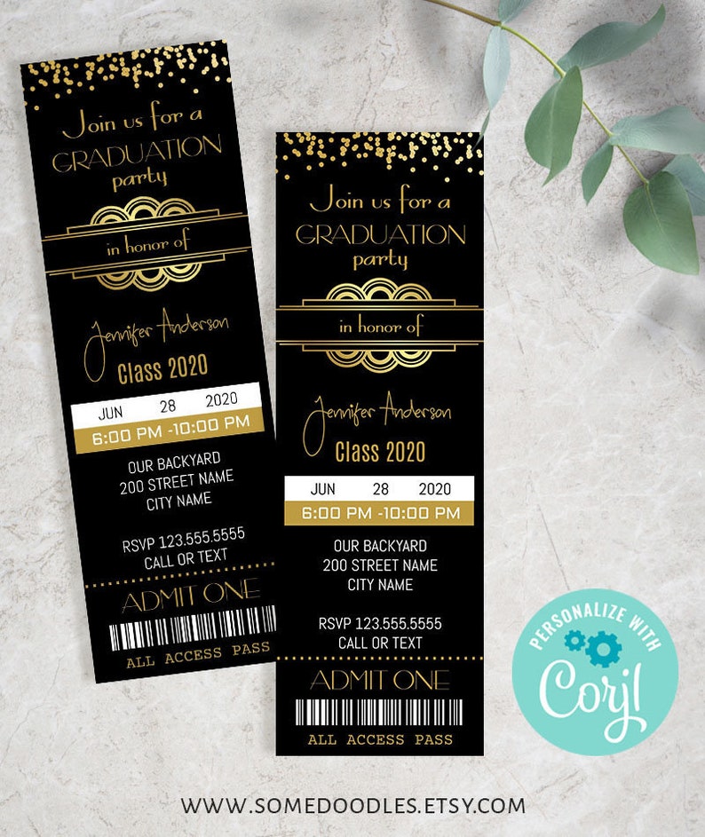 Graduation Ticket Invitation Self-editable Template Instant | Etsy