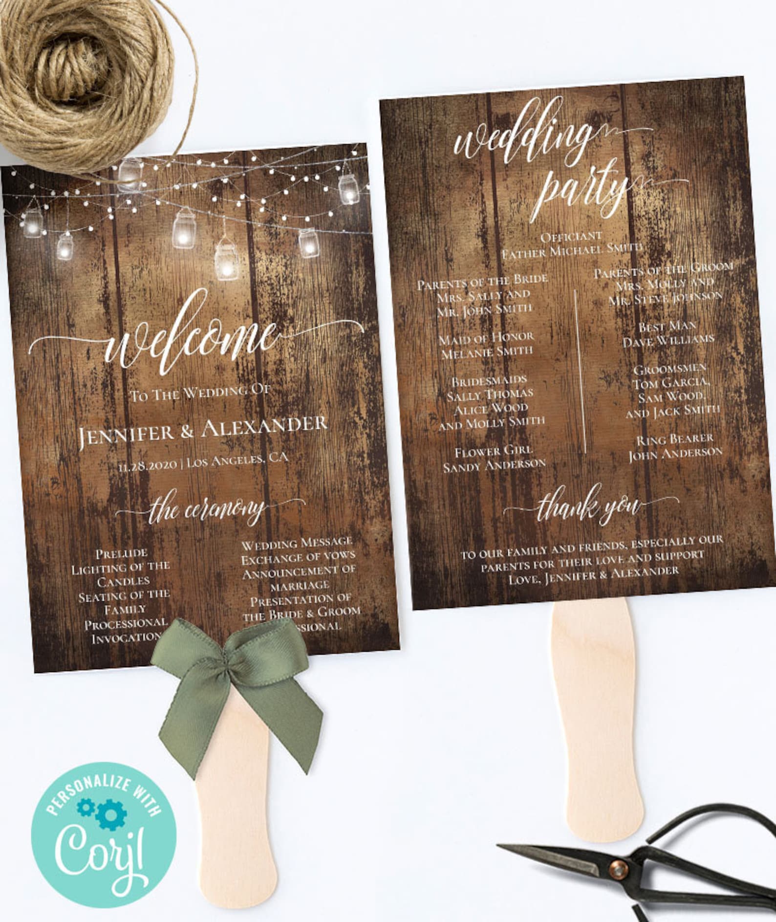 Rustic Wedding Program, Printable Self-editable Template, Edit With ...