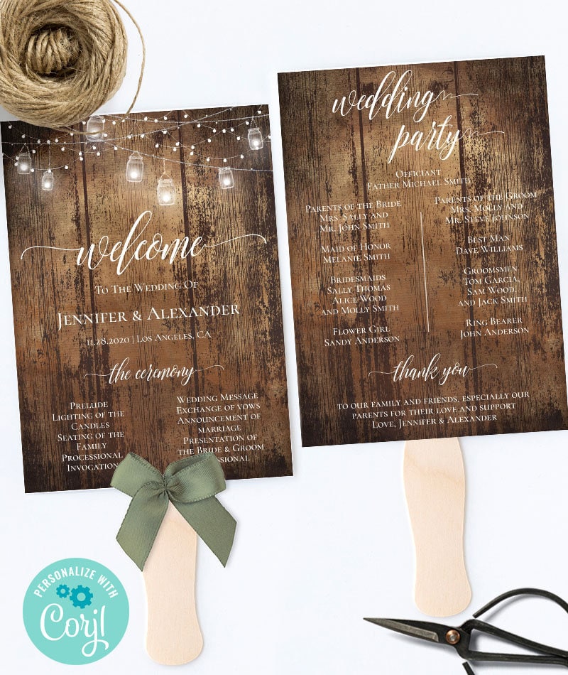 Rustic Wedding Program Printable Self-editable Template Edit - Etsy