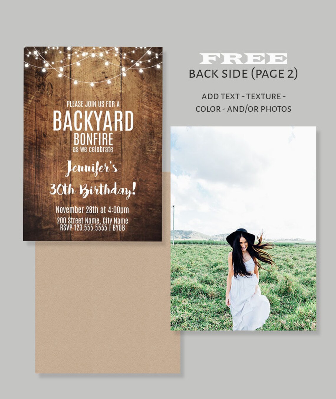 Backyard Invitation Rustic Invite Printable Editable - Etsy