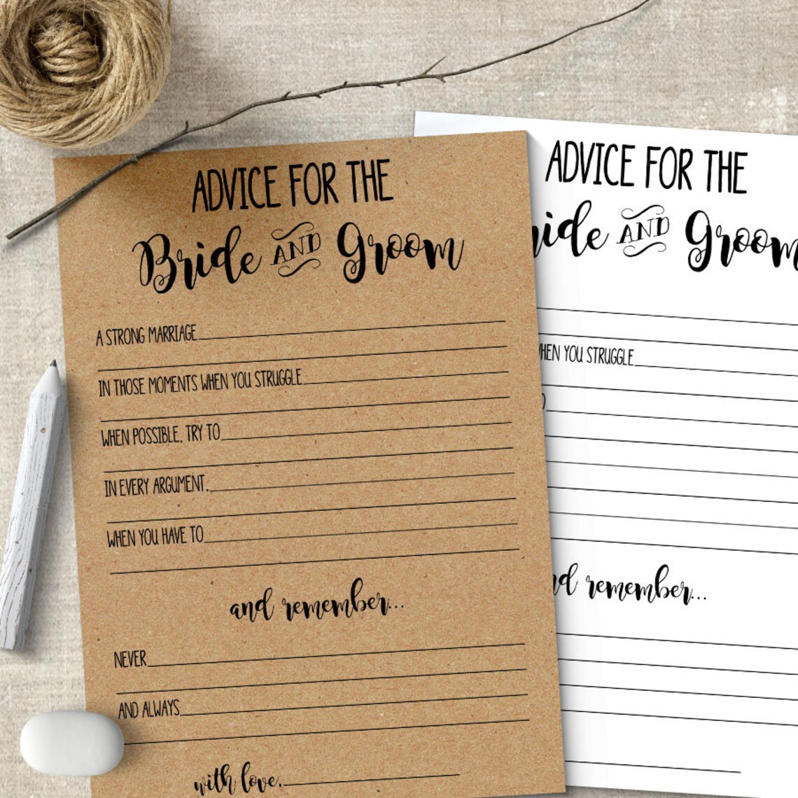 Advice for the Bride and Groom Bridal Shower Games and | Etsy