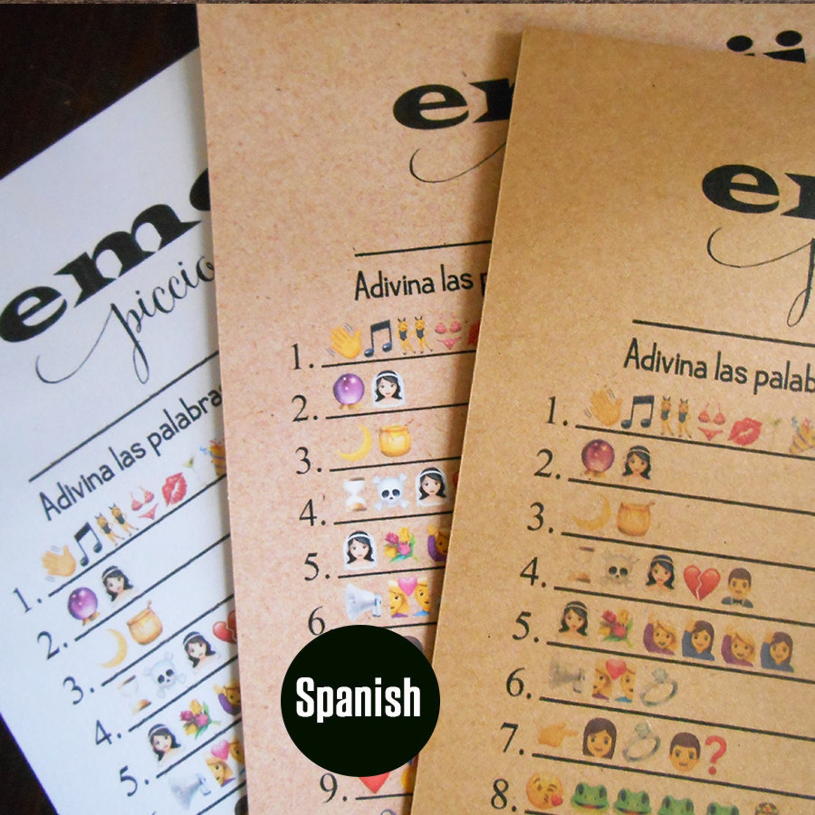 SPANISH Bridal Shower Game Emoji Pictionary in Spanish, Printable PDF ...